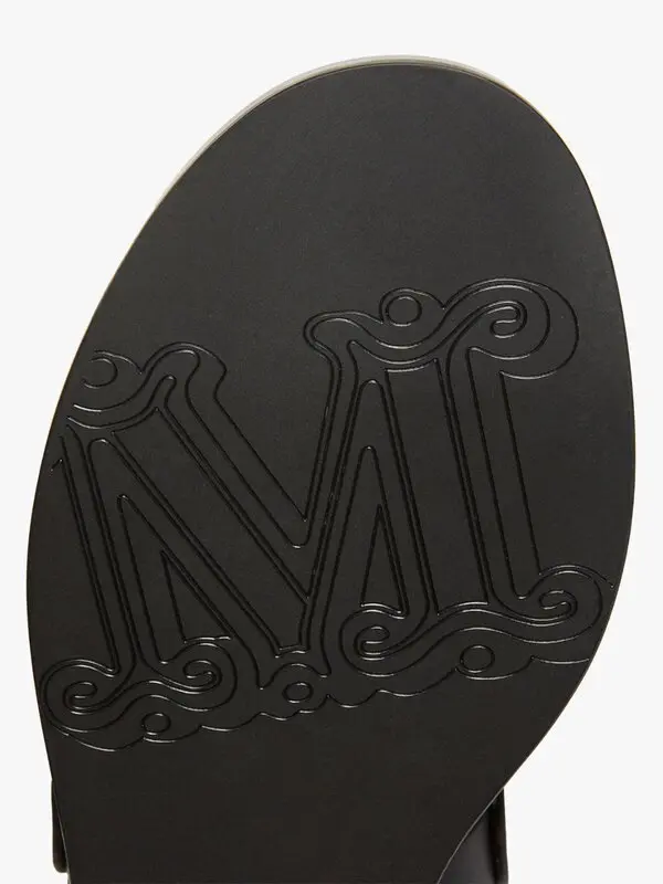 Max Mara Debossed Logo Leather Sandals