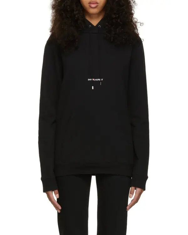 Saint Laurent Logo Printed Drawstring Hoodie