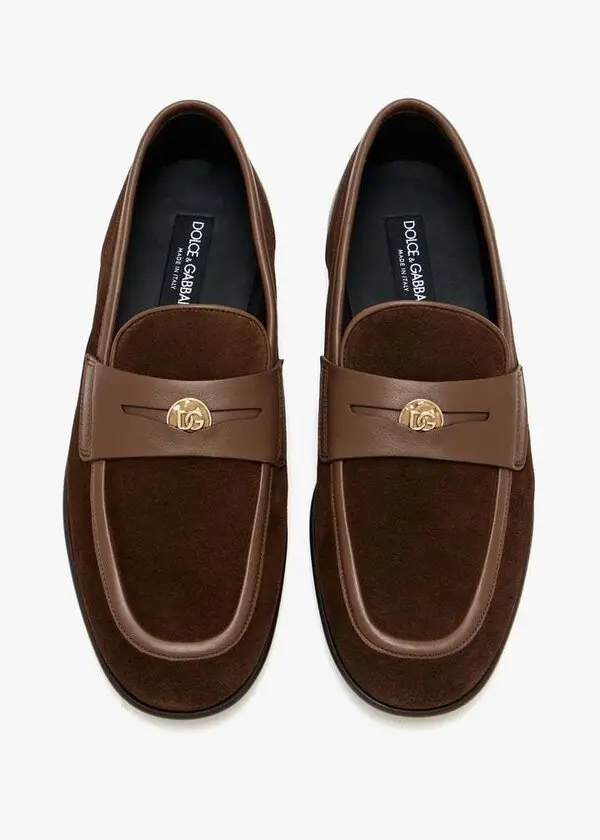 Dolce & Gabbana Split Emblem Loafers - Brown