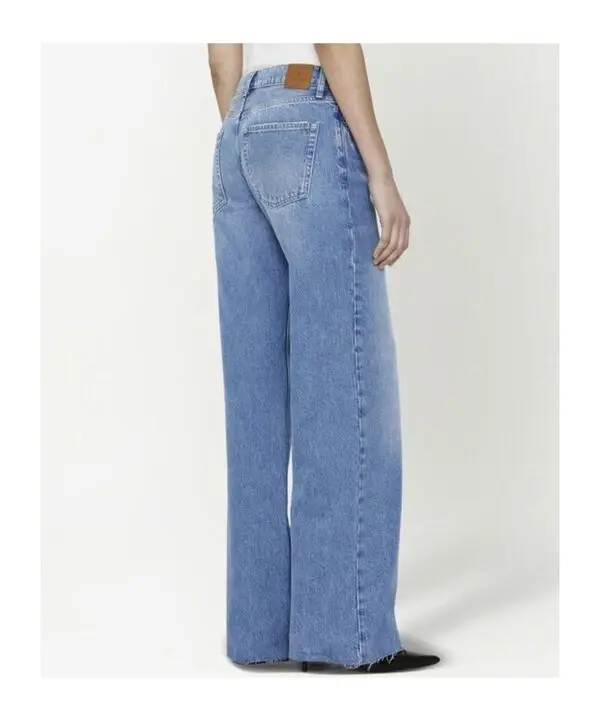 ANINE BING Hugh Logo Patch Jeans - Blue