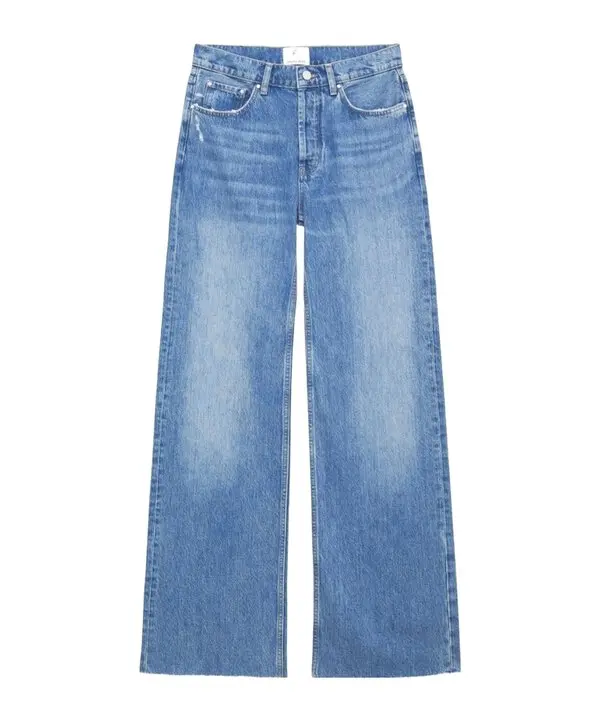 ANINE BING Hugh Logo Patch Jeans - Blue