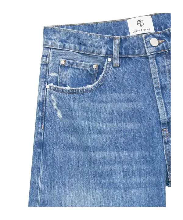 ANINE BING Hugh Logo Patch Jeans - Blue