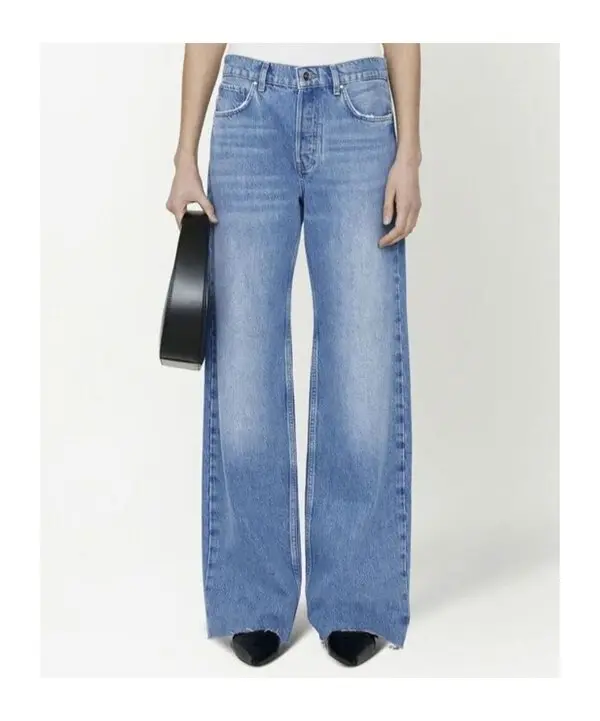 ANINE BING Hugh Logo Patch Jeans - Blue