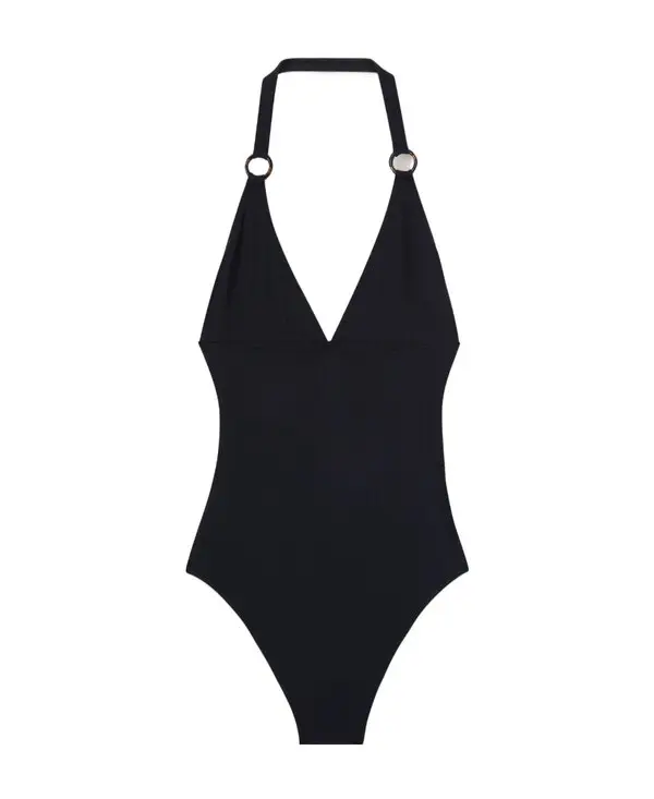 Loro Piana Halterneck One-piece Swimsuit With Lifebuoy Detail - Black