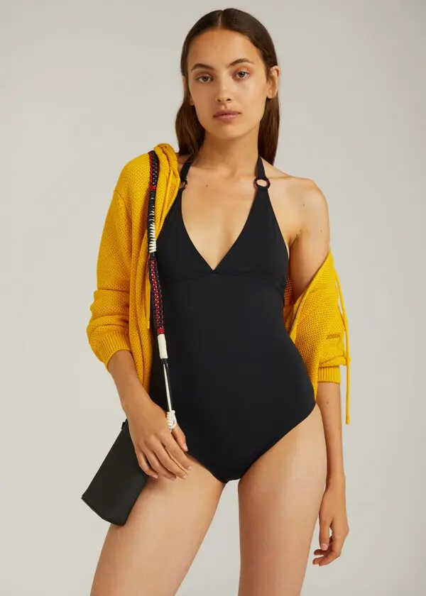 Loro Piana Halterneck One-piece Swimsuit With Lifebuoy Detail - Black