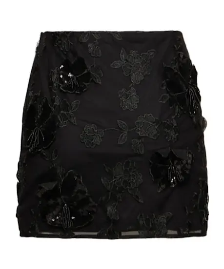 ROTATE BY BIRGER CHRISTENSEN Embroidered Mesh Mini Skirt