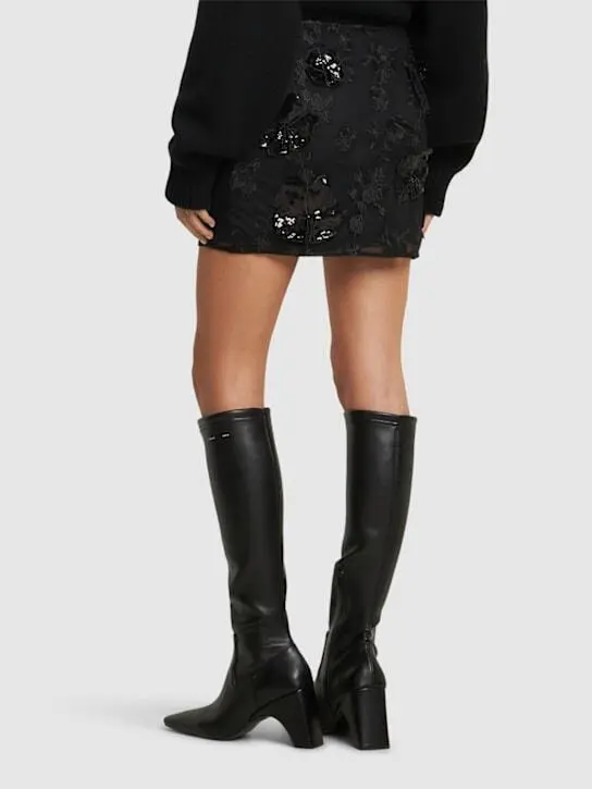 ROTATE BY BIRGER CHRISTENSEN Embroidered Mesh Mini Skirt