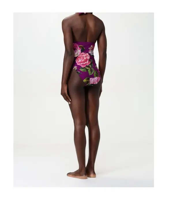 Dolce & Gabbana Rose Printed V-neck One-piece Swimsuit