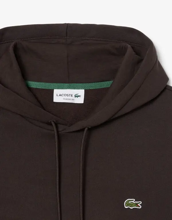 Lacoste Embroidered Logo Hoodie - Brown
