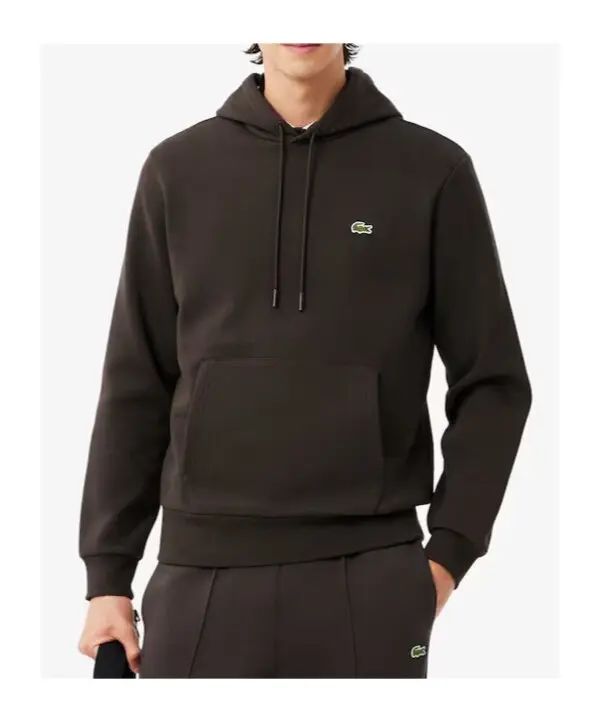 Lacoste Embroidered Logo Hoodie - Brown