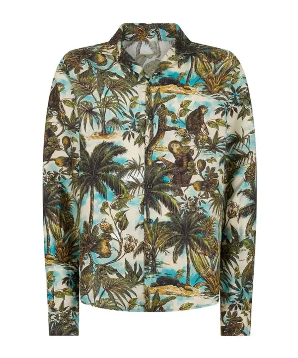Dsquared2 Monkey Printed Notch Collar Shirt