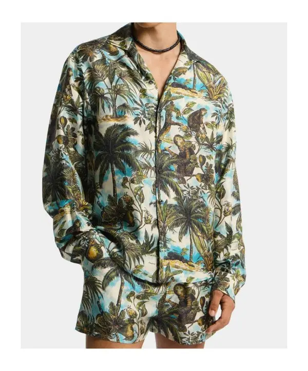 Dsquared2 Monkey Printed Notch Collar Shirt