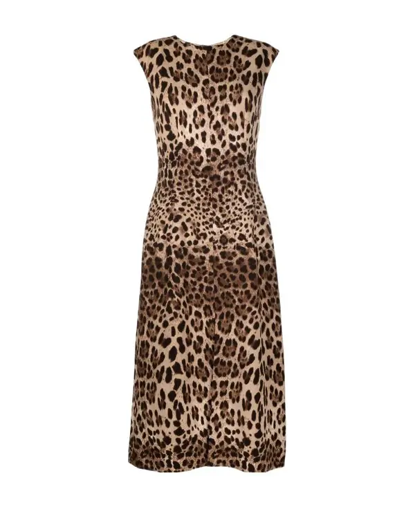 Dolce & Gabbana Leopard-print Wool Midi Dress