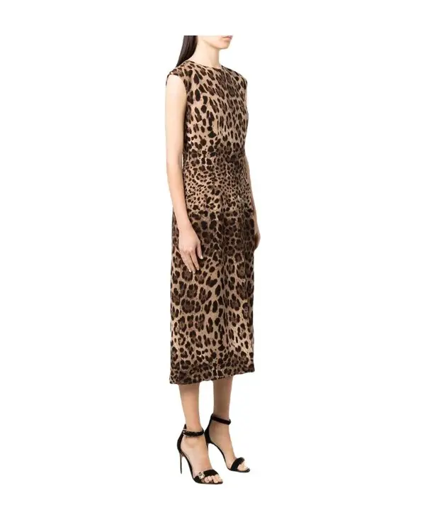 Dolce & Gabbana Leopard-print Wool Midi Dress