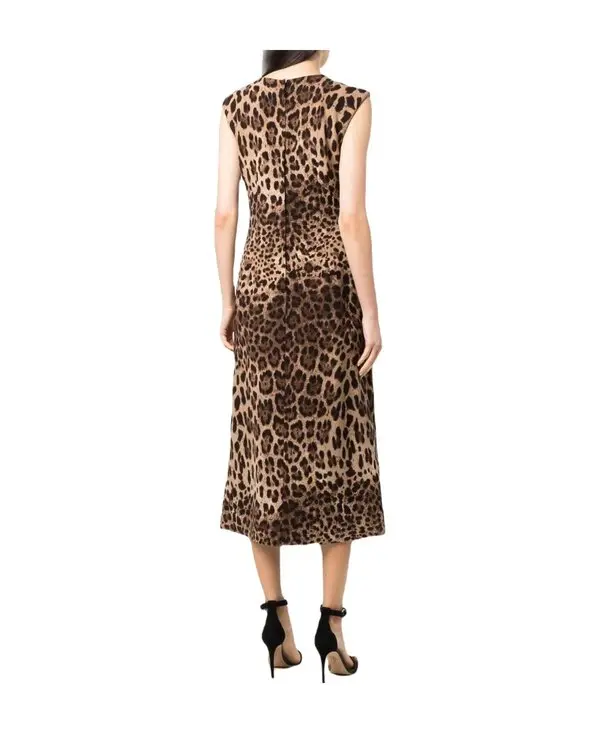 Dolce & Gabbana Leopard-print Wool Midi Dress
