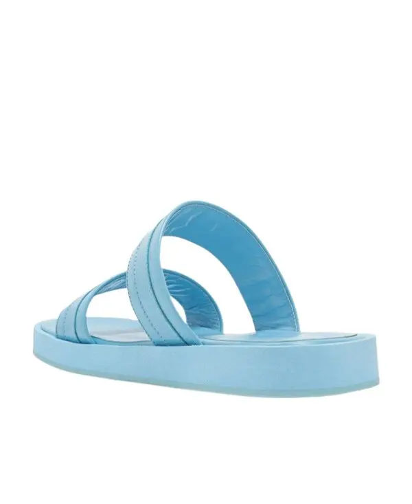 By Far Grained Leather Sandals With Logo Detail - Blue