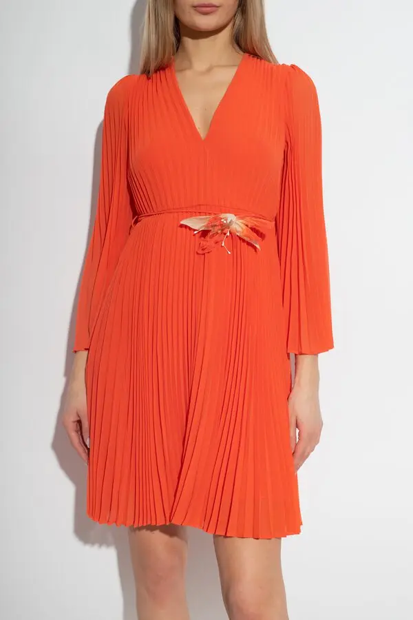 Zimmermann Sunray Pleated Mini Dress With Floral Rope Belt