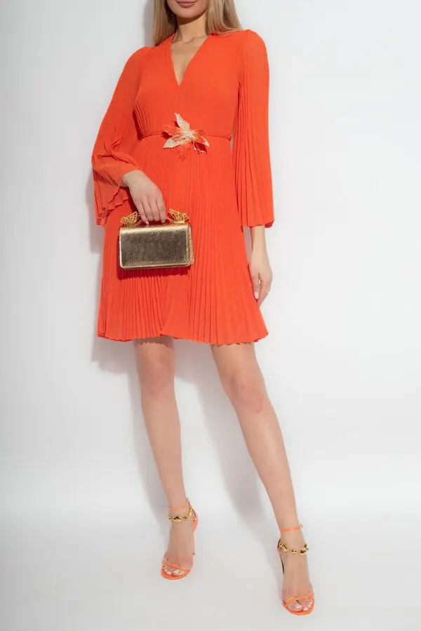 Zimmermann Sunray Pleated Mini Dress With Floral Rope Belt