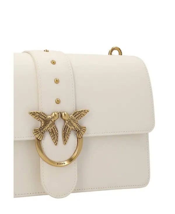 Pinko Logo Plaque Leather Satchel Bag