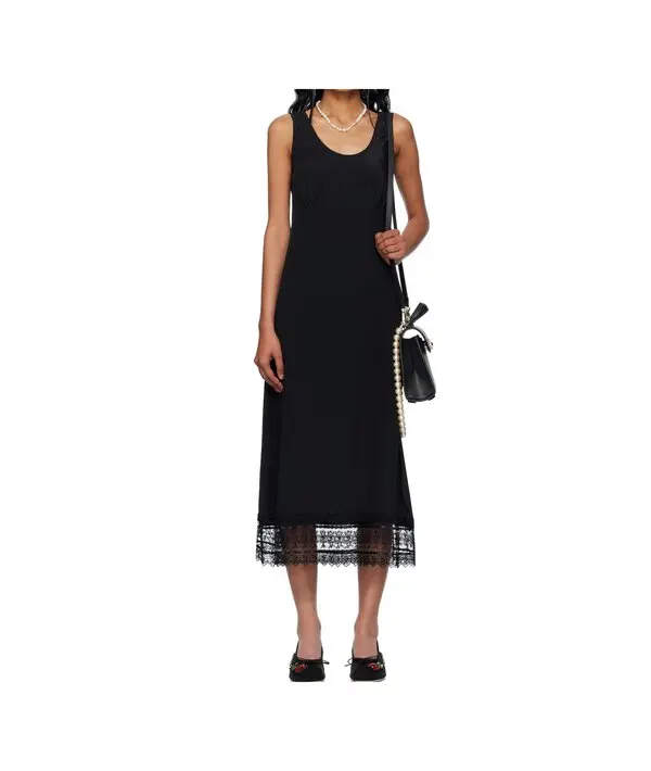 Simone Rocha Crepe De Chine Slip Dress With Lace Trim