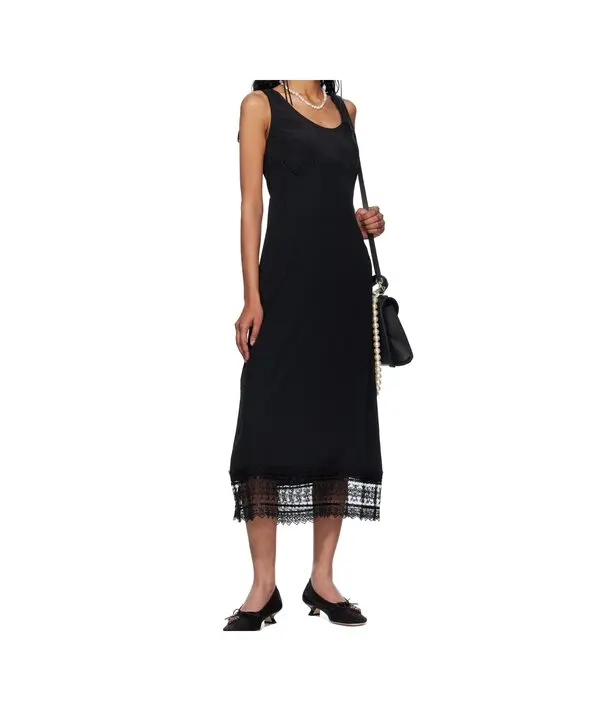 Simone Rocha Crepe De Chine Slip Dress With Lace Trim