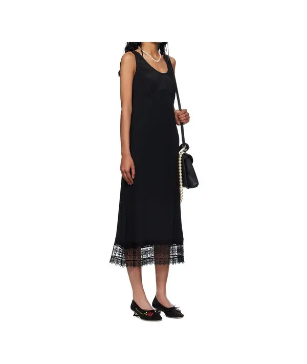 Simone Rocha Crepe De Chine Slip Dress With Lace Trim