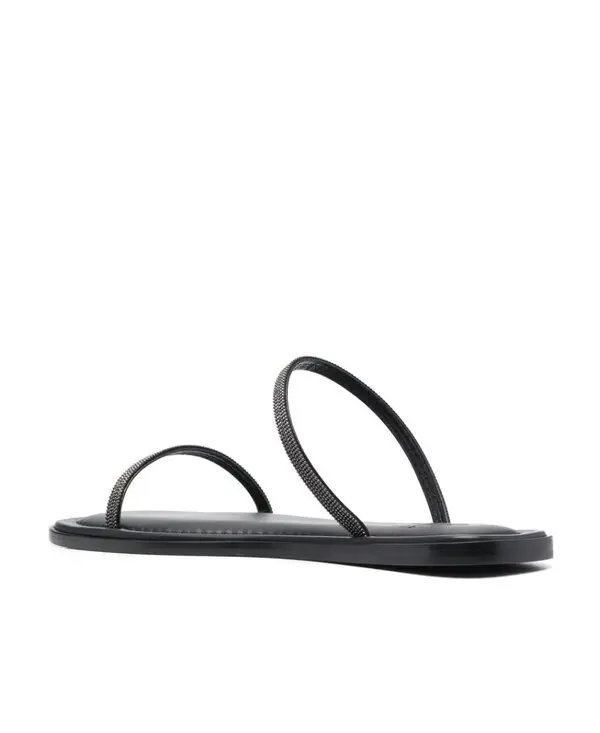 Brunello Cucinelli Crystal-embellished Calf-leather Sandals