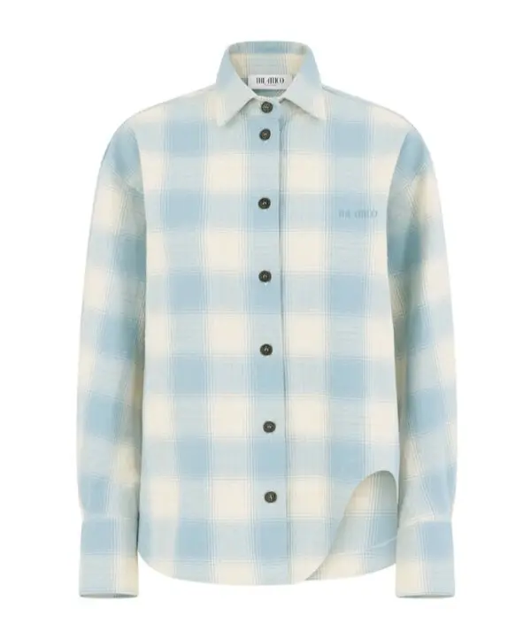 Attico Eliza Checked Shirt - Light Blue / White