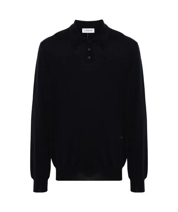 LANVIN Logo-embroidered Polo Shirt - Black