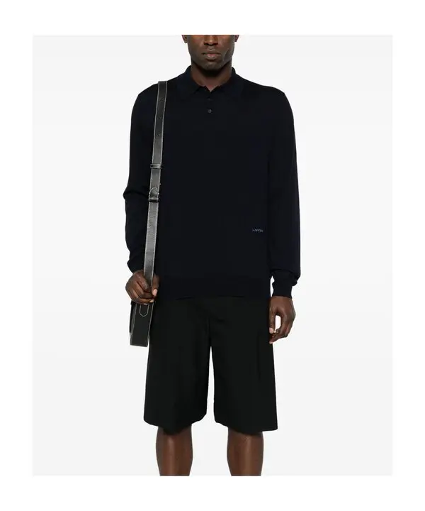 LANVIN Logo-embroidered Polo Shirt - Black