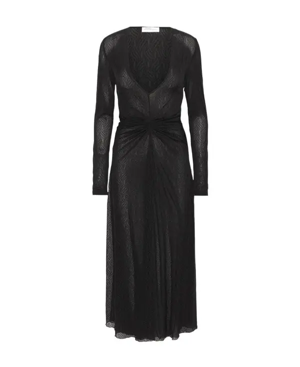 ROTATE BY BIRGER CHRISTENSEN Long-sleeved V-neck Midi Dress
