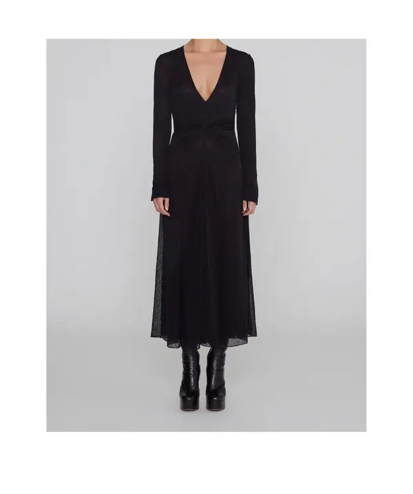 ROTATE BY BIRGER CHRISTENSEN Long-sleeved V-neck Midi Dress