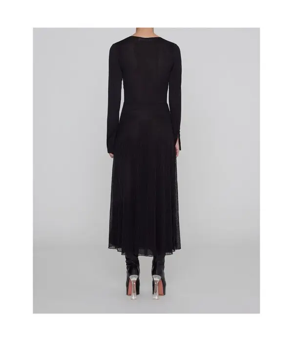 ROTATE BY BIRGER CHRISTENSEN Long-sleeved V-neck Midi Dress