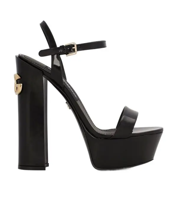 Dolce & Gabbana Polished Platform Sandals With Dg Logo Plaque