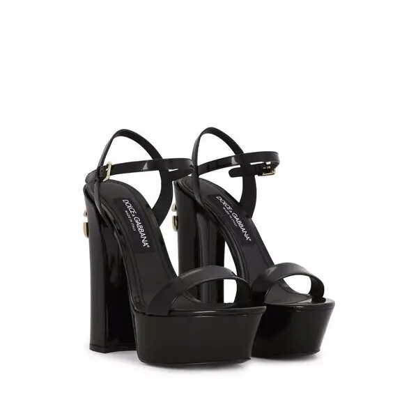 Dolce & Gabbana Polished Platform Sandals With Dg Logo Plaque
