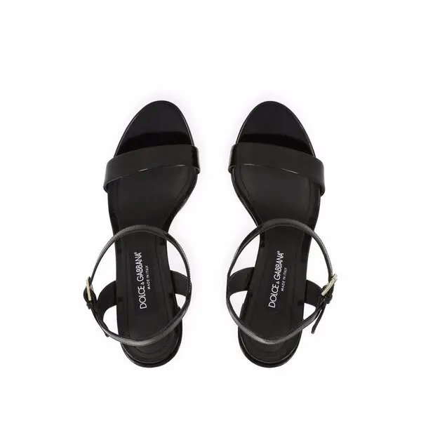Dolce & Gabbana Polished Platform Sandals With Dg Logo Plaque