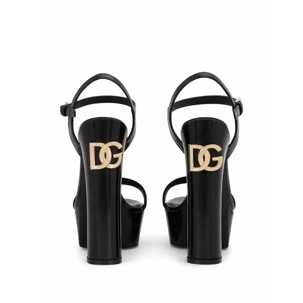 Dolce & Gabbana Polished Platform Sandals With Dg Logo Plaque