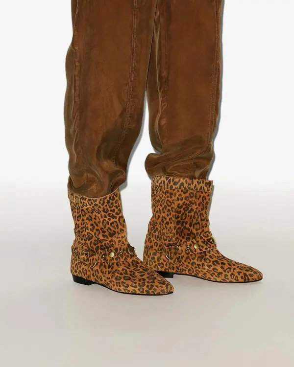 Isabel Marant Étoile Stania Leopard Print Boots - Brown