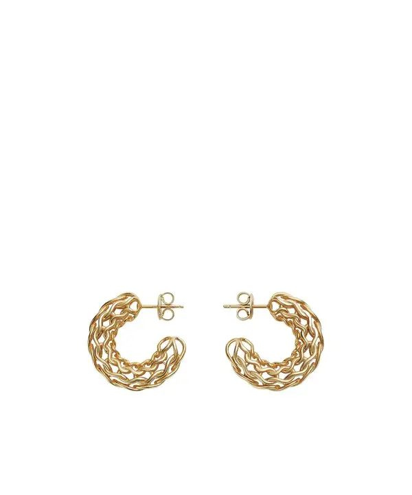 Bottega Veneta Gold Crocheted Hoop Earrings - Yellow