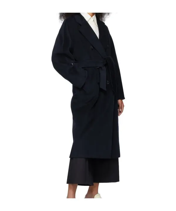 Max Mara Madame Double-breasted Belted Coat - Dark Blue