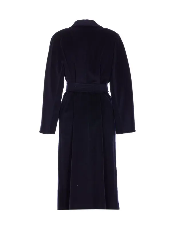Max Mara Madame Double-breasted Belted Coat - Dark Blue
