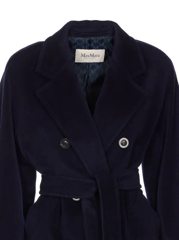 Max Mara Madame Double-breasted Belted Coat - Dark Blue
