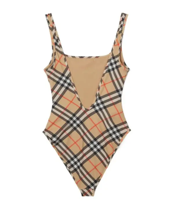 Burberry Checked One-piece Swimsuit - Sand-colored