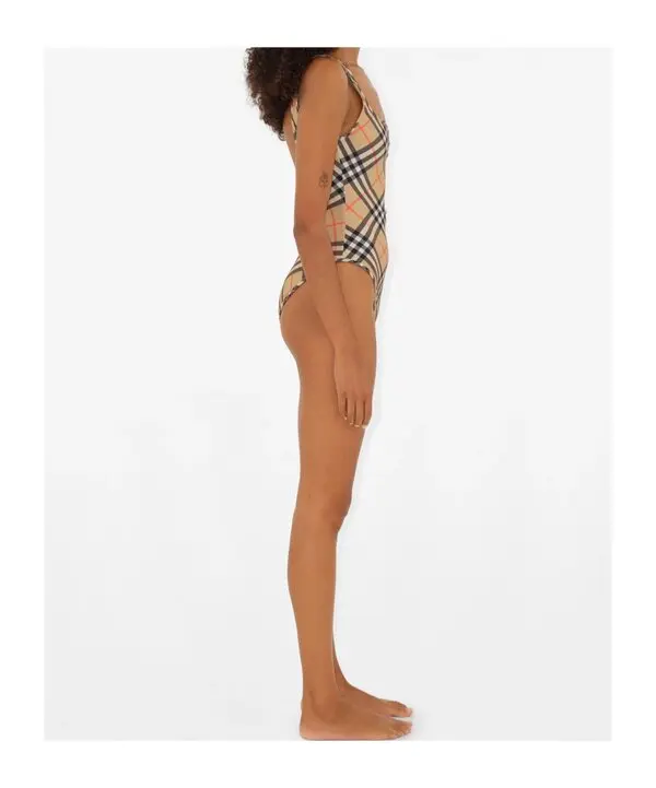 Burberry Checked One-piece Swimsuit - Sand-colored