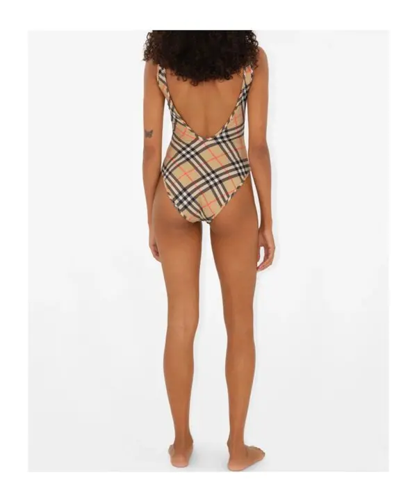 Burberry Checked One-piece Swimsuit - Sand-colored