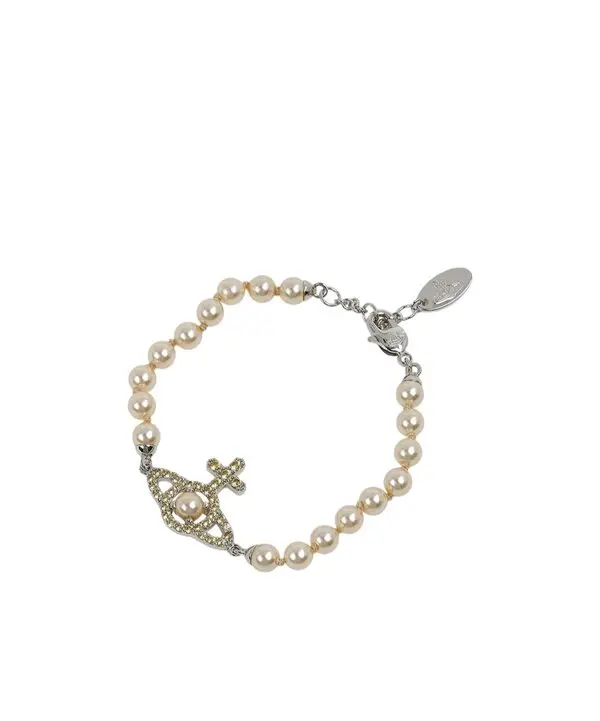 VIVIENNE WESTWOOD Saturn Motif Pearl Bracelet - Yellow