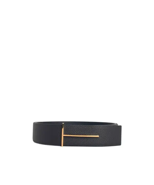 TOM FORD T Buckle Leather Belt - Black