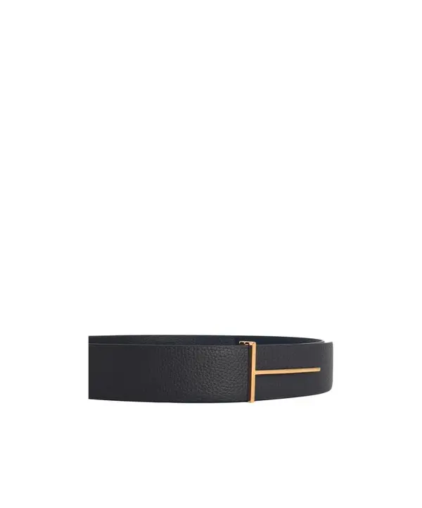 TOM FORD T Buckle Leather Belt - Black