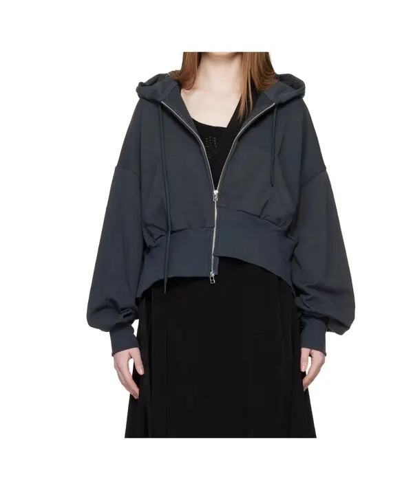 Yohji Yamamoto Asymmetrical Terry Hoodie - Black