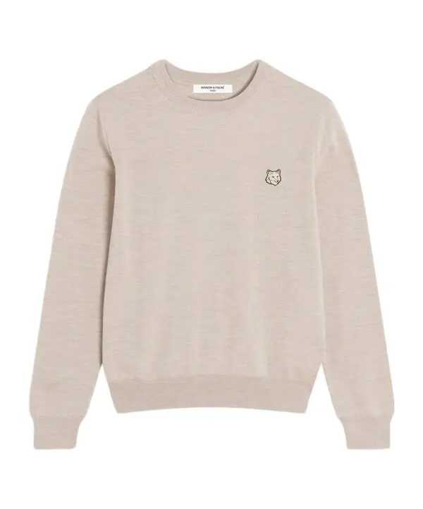 Maison Kitsuné Bold Fox Head Patch Knitted Jumper - Marble Color